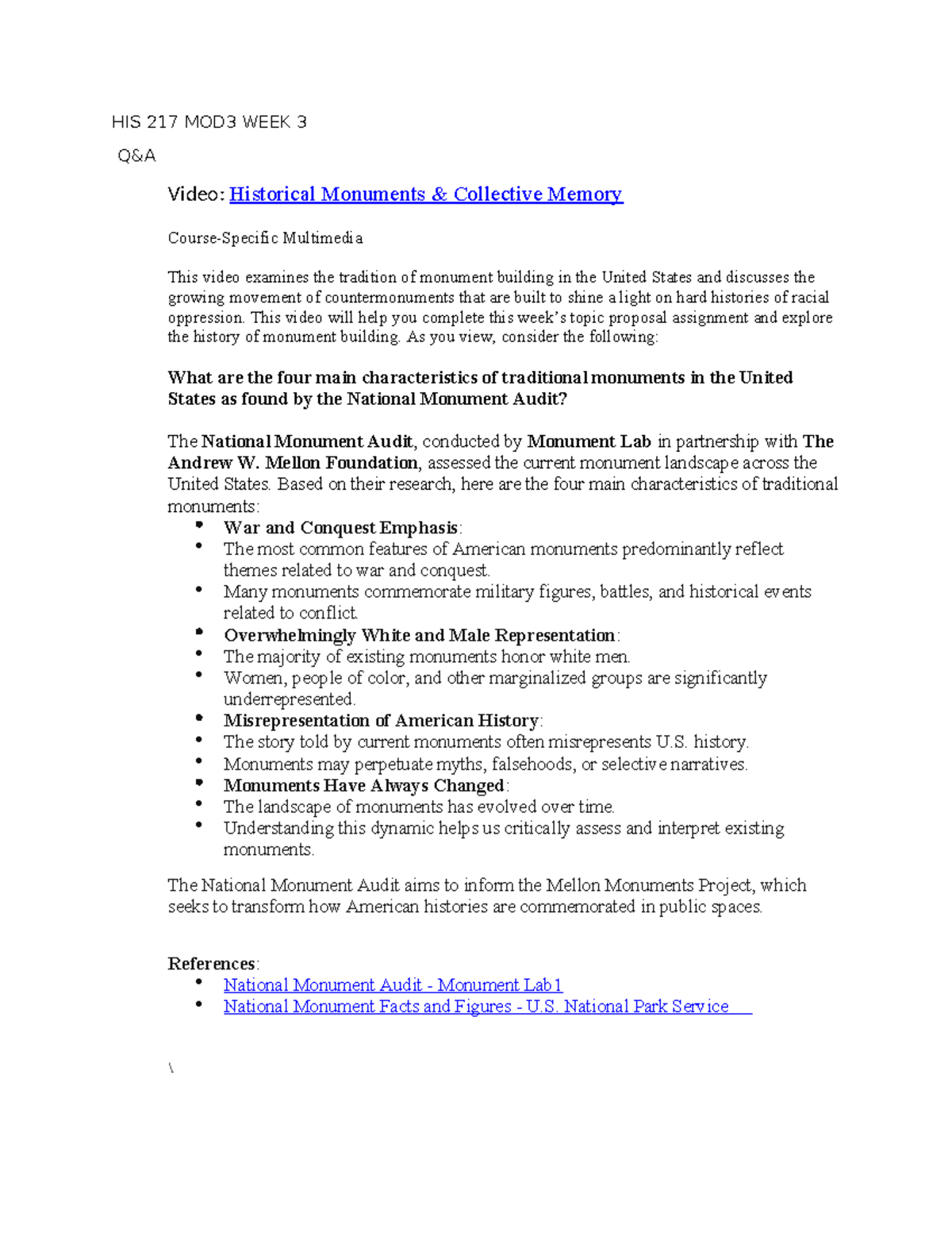 HIS 217 MOD3 WEEK 3 Q&A - Summary Diverse Historical Narratives - HIS ...