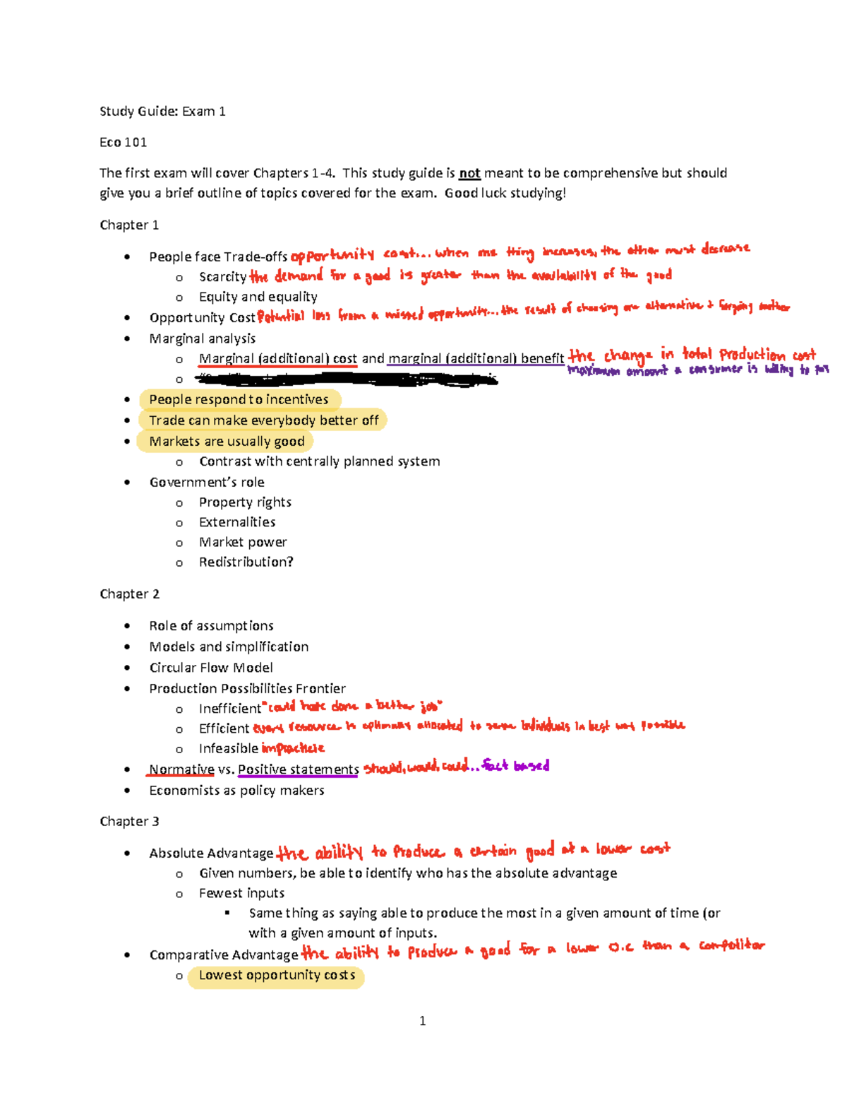 Study Guide Exam 1 2 1 Study Guide Exam 1 Eco 101 The First Exam