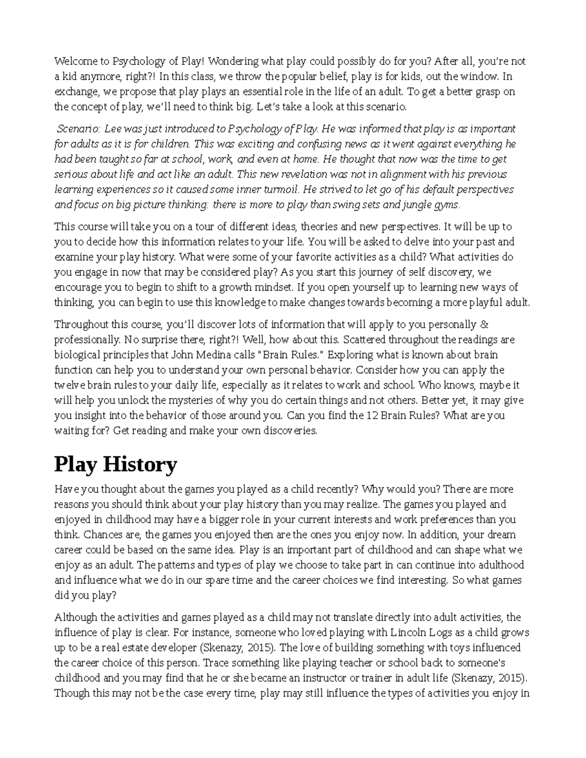 Psychology of play 1.4 reading 2 - Welcome to Psychology of Play ...