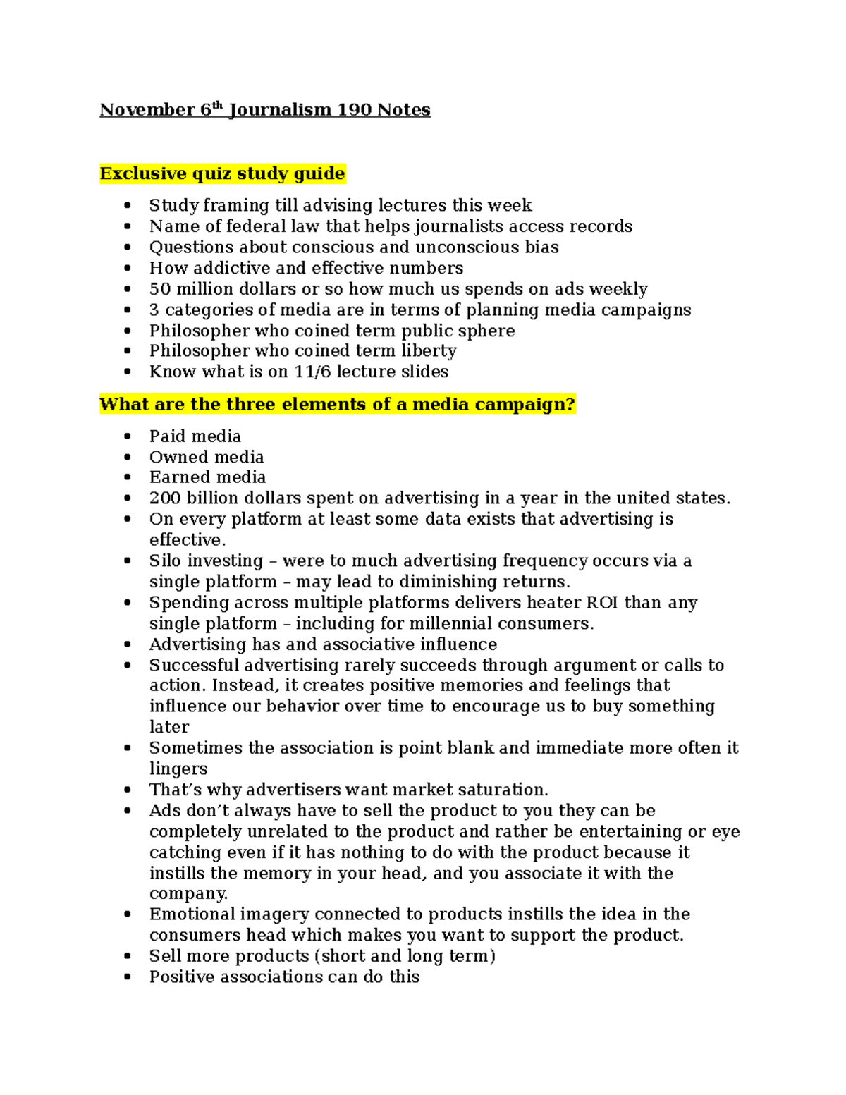 November 6th journalism 190 notes - November 6 th Journalism 190 Notes ...