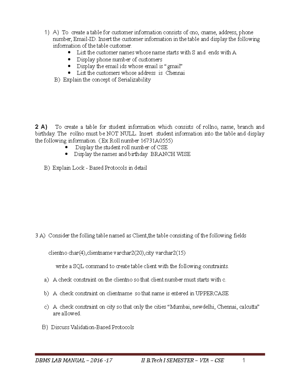 Lab Manual 2016 dbms internal A To Create A Table For Customer lab-manual-2016-dbms-internal-a-to-create-a-table-for-customer