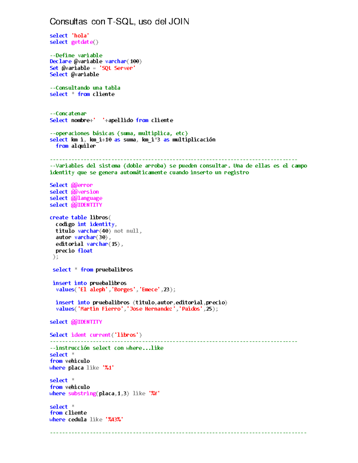 (P01)Clase Consultas con T-SQL, uso del JOIN - Consultas con T-SQL, uso ...