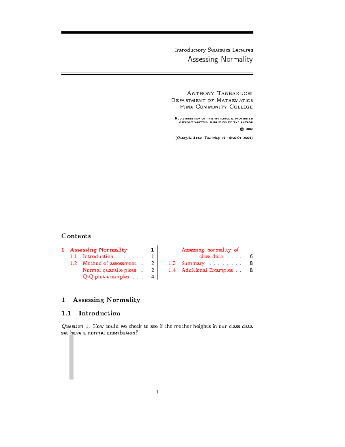 Lecture notes, lecture 4.5 - Introductory Statistics Lectures Assessing ...