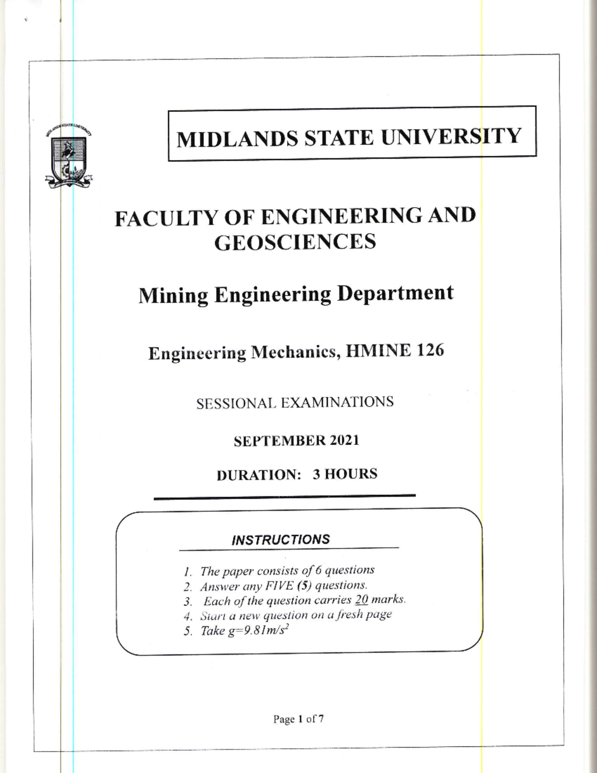 Engineering mechanics paper 2 - Mechanics ii - Studocu