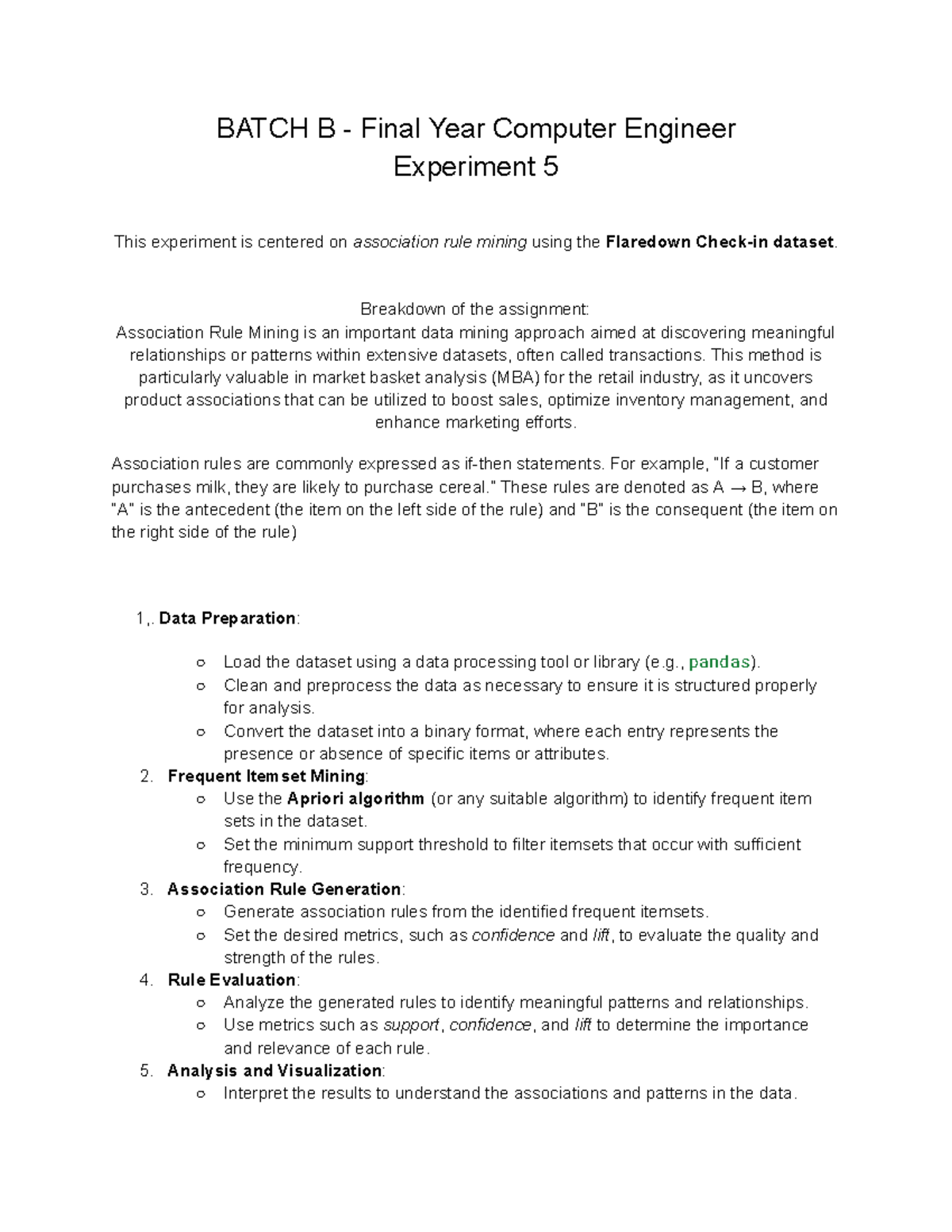 Exp 5 Manual - BATCH B - Final Year Computer Engineer Experiment 5 This ...