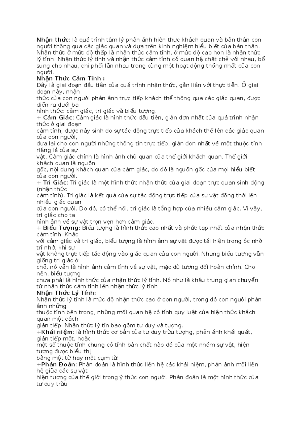 2251052030 Pham Nhat Hao - Nhận thức: là quá trình tâm lý phản ánh hiện thực khách quan và bản ...