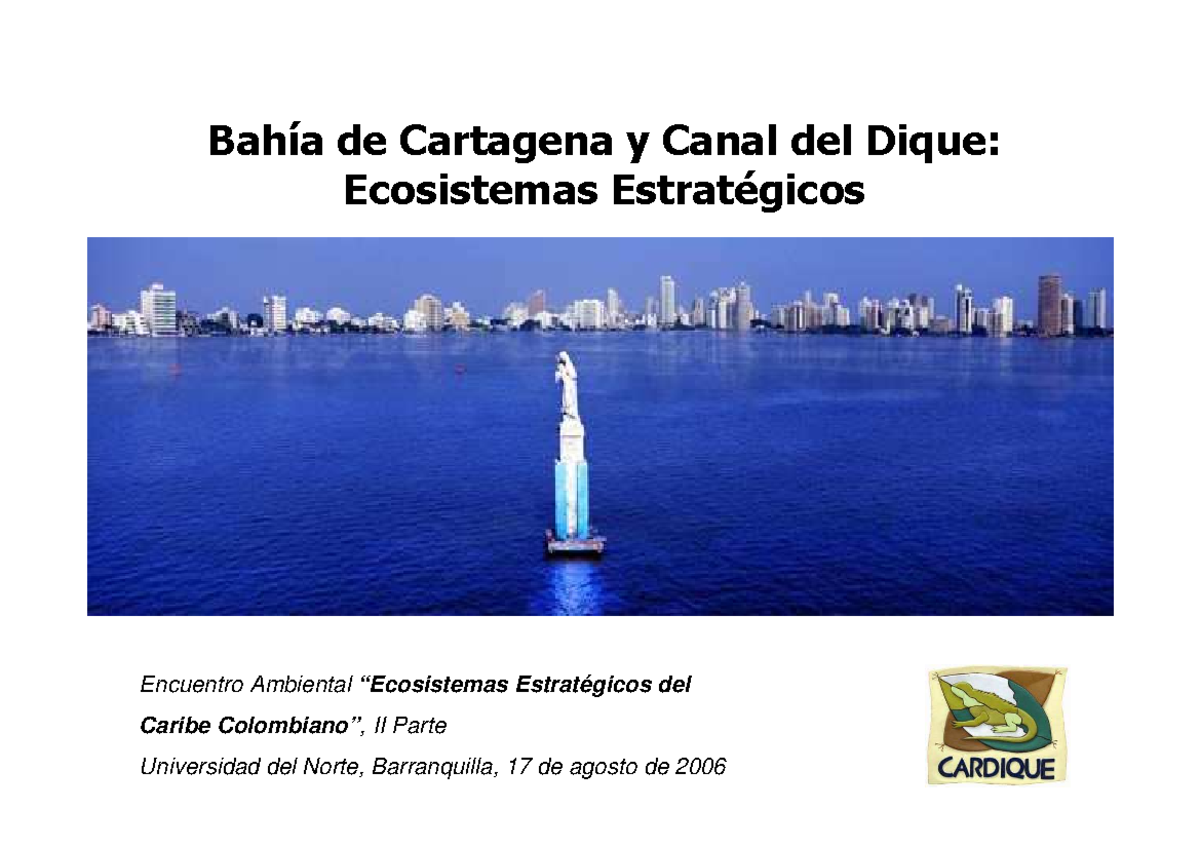 Bahia de Cartagena ecosistema nacional - - Studocu
