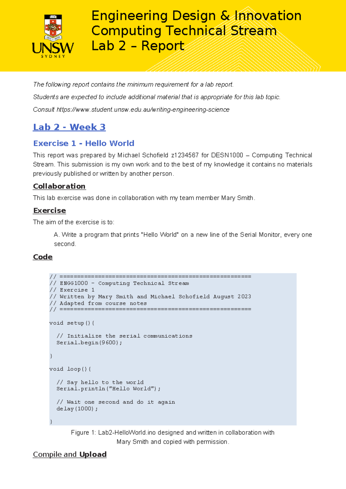 Computing Sample Lab Report-3 - Engineering Design & Innovation ...