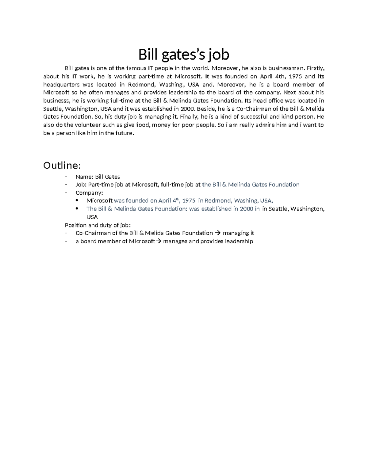 Bill gates(u2 - Basic English - Bill gates’s job Bill gates is one of ...