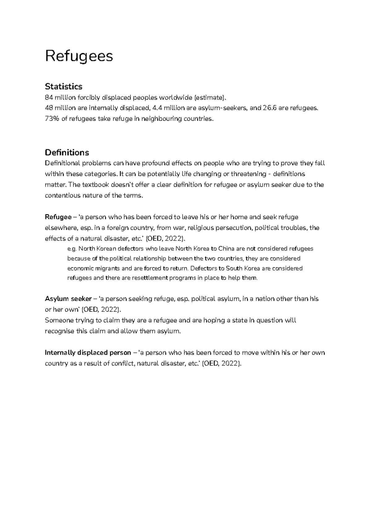 Lecture 12 - Refugees and NGOs - Refugees Statistics 84 million ...