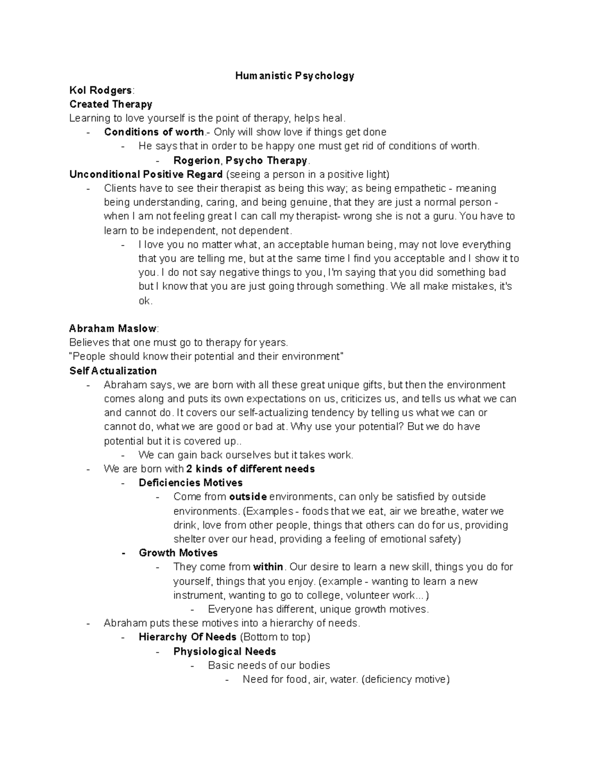 Humanistic Psychology Kol Rodgers, Abraham Maslow, Rollo May ...