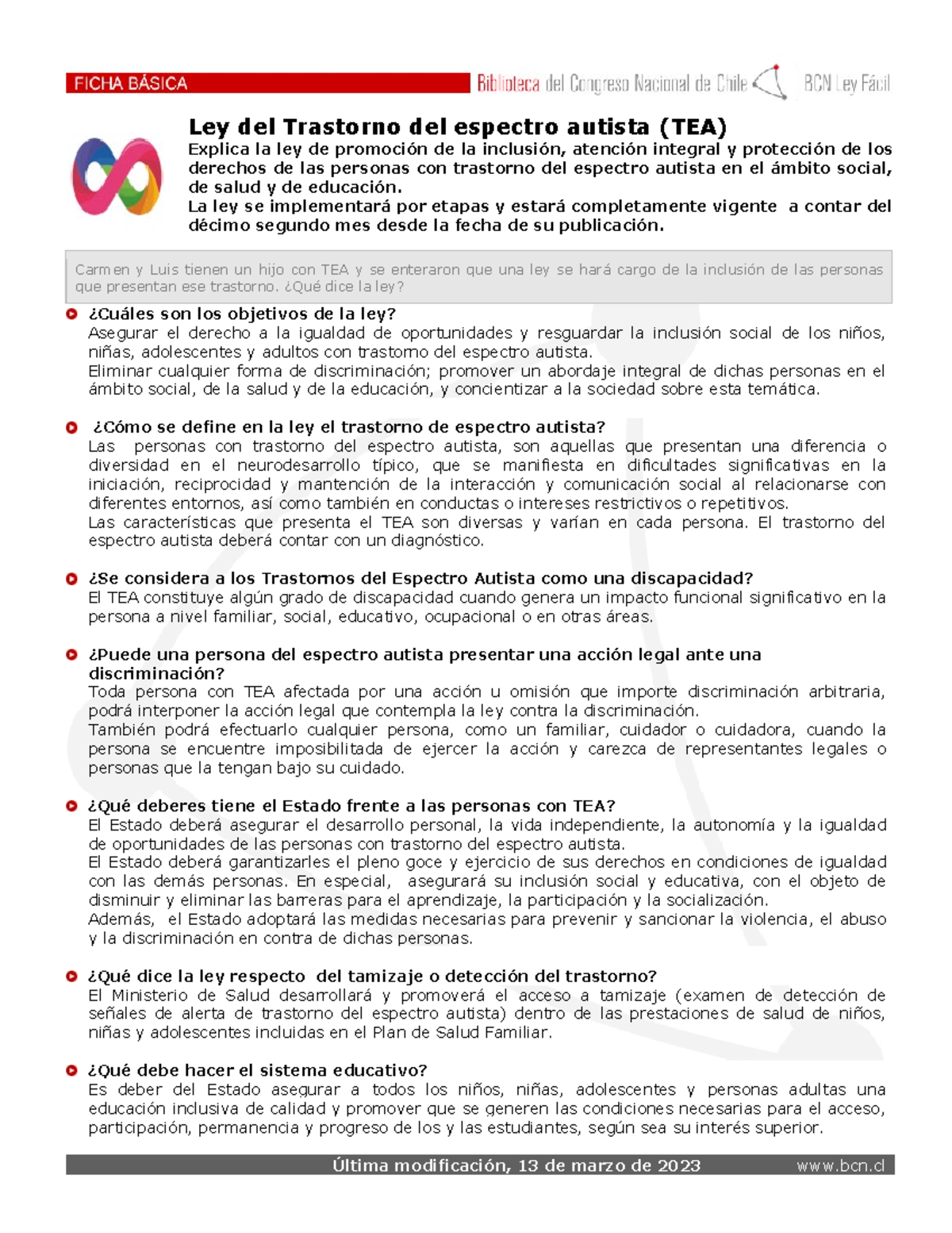 Ficha Ley TEA - Última modificación, 13 de marzo de 20 23 bcn Ley del ...