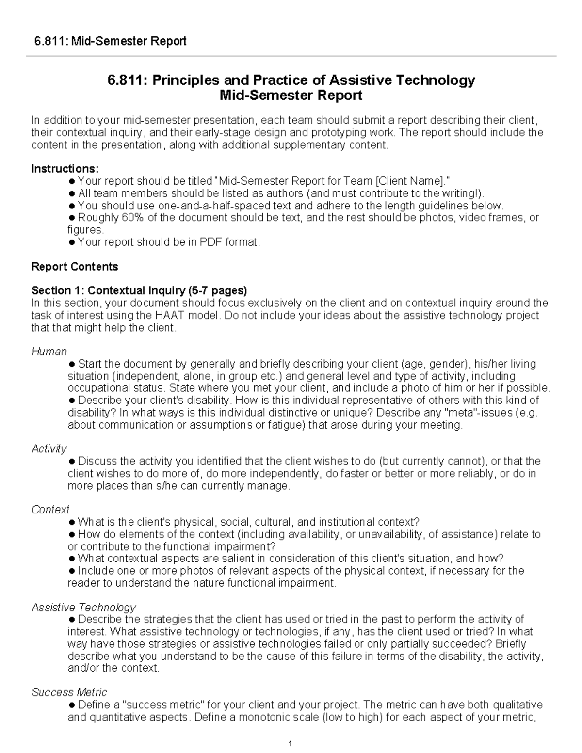 MIT6 811F14 Mid Semstr Rprt - 6: Mid­Semester Report - Studocu