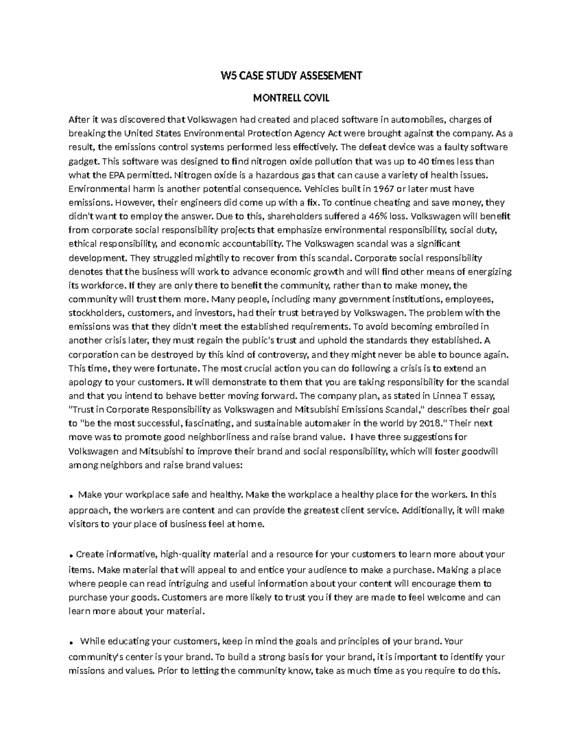 CASE 5 - college work and is correct - W5 CASE STUDY ASSESEMENT ...