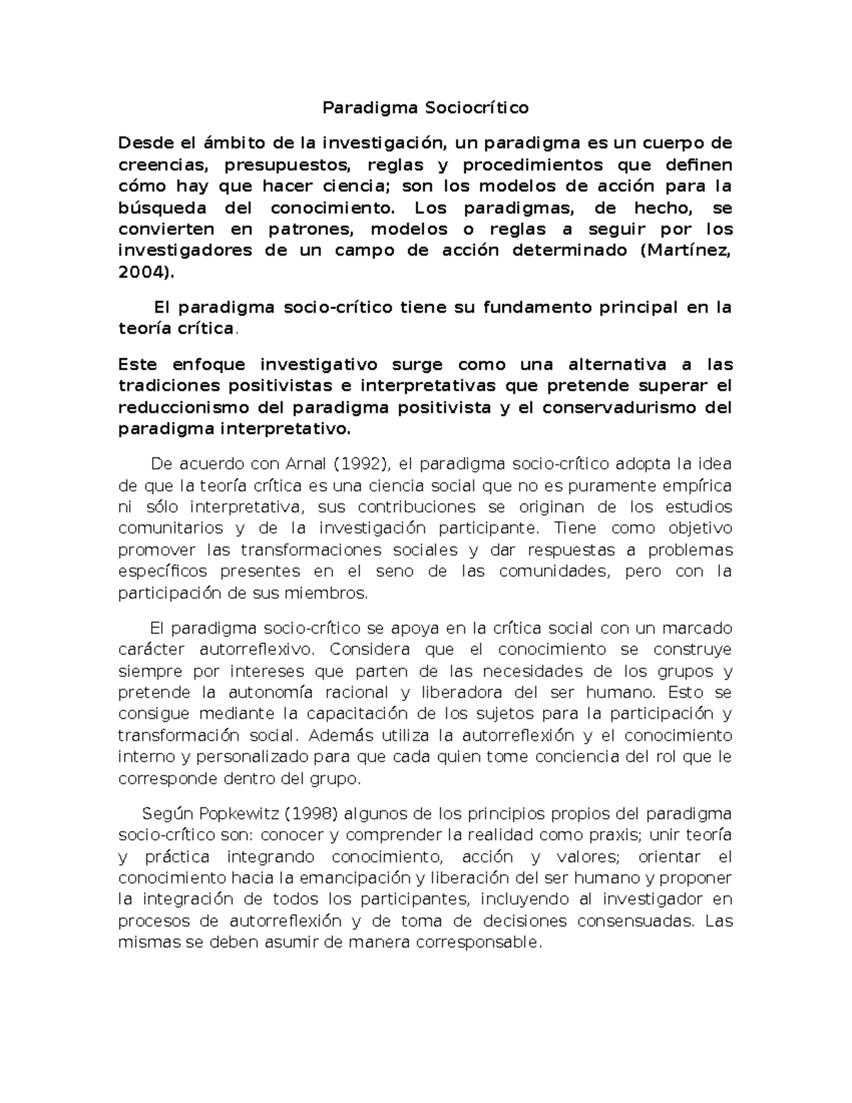 Paradigma Sociocrítico - Paradigma Sociocrítico Desde el ámbito de la ...