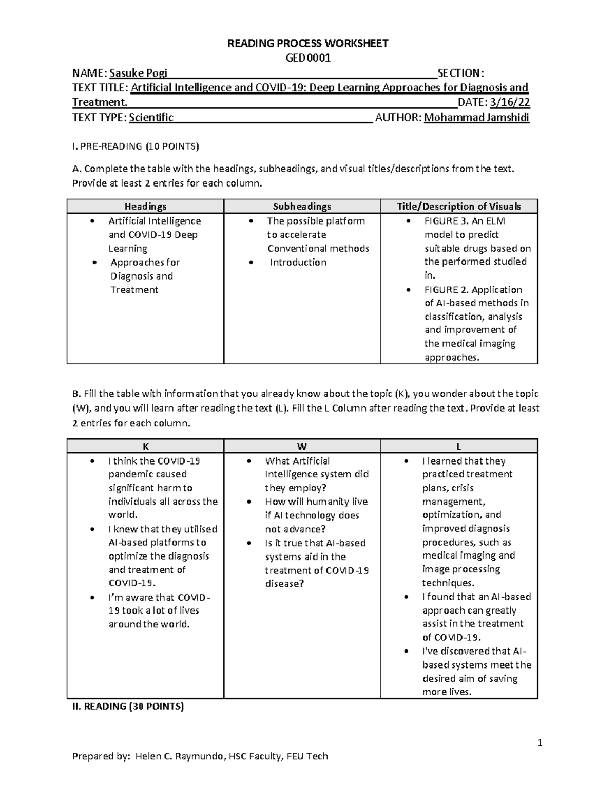 Reading Process Worksheet D3 T12122 sasuke - GED NAME: Sasuke Pogi ...