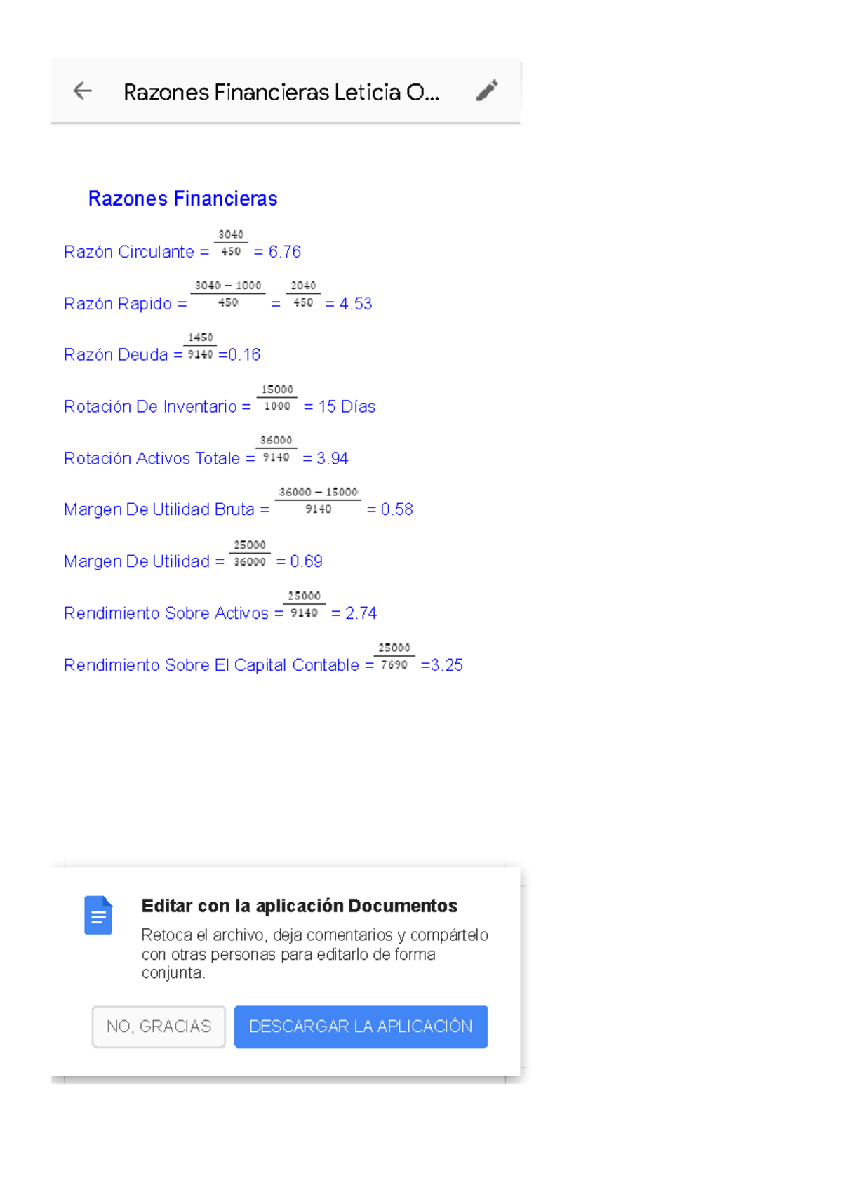 Resuelta guía de operaciones de razones financieras - Razones ...
