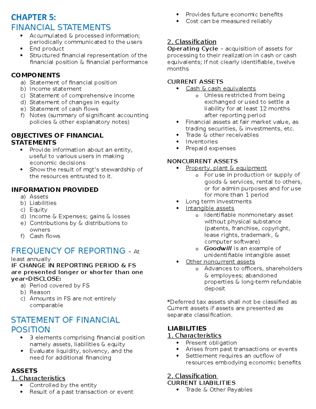 C5 Lecture Notes - CHAPTER 5: FINANCIAL STATEMENTS Accumulated ...