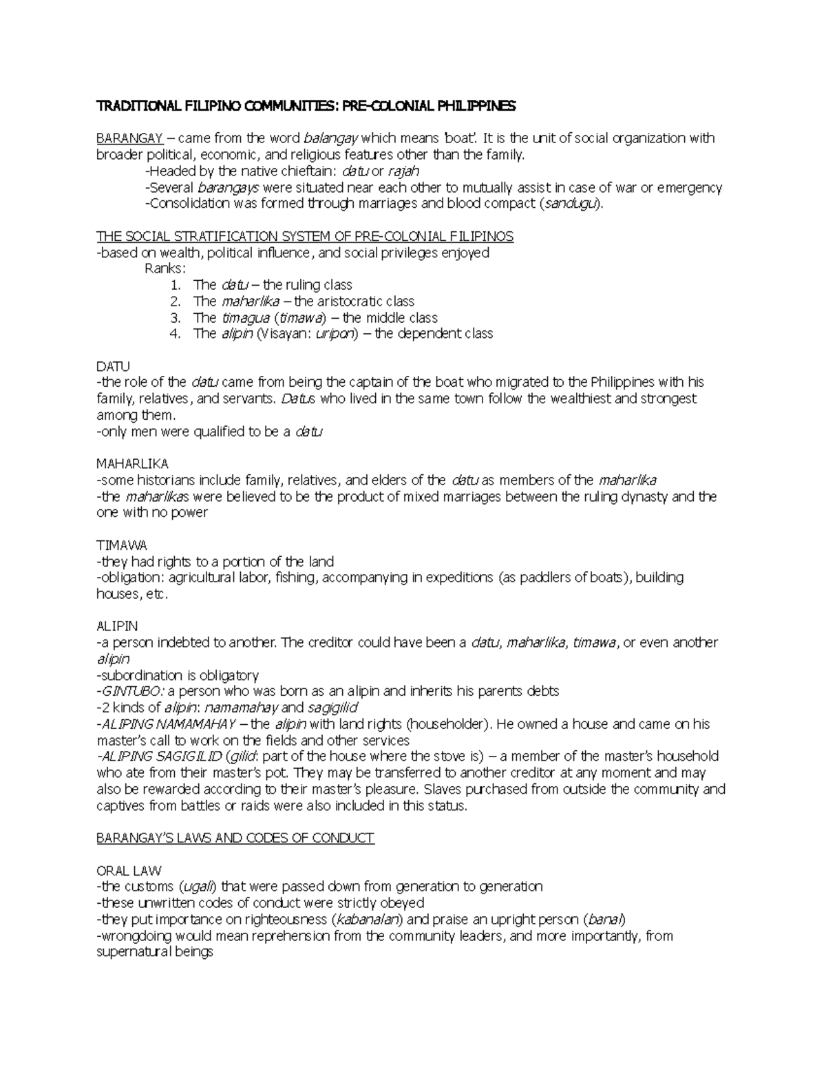 3 Traditional Filipino Communities - TRADITIONAL FILIPINO COMMUNITIES ...