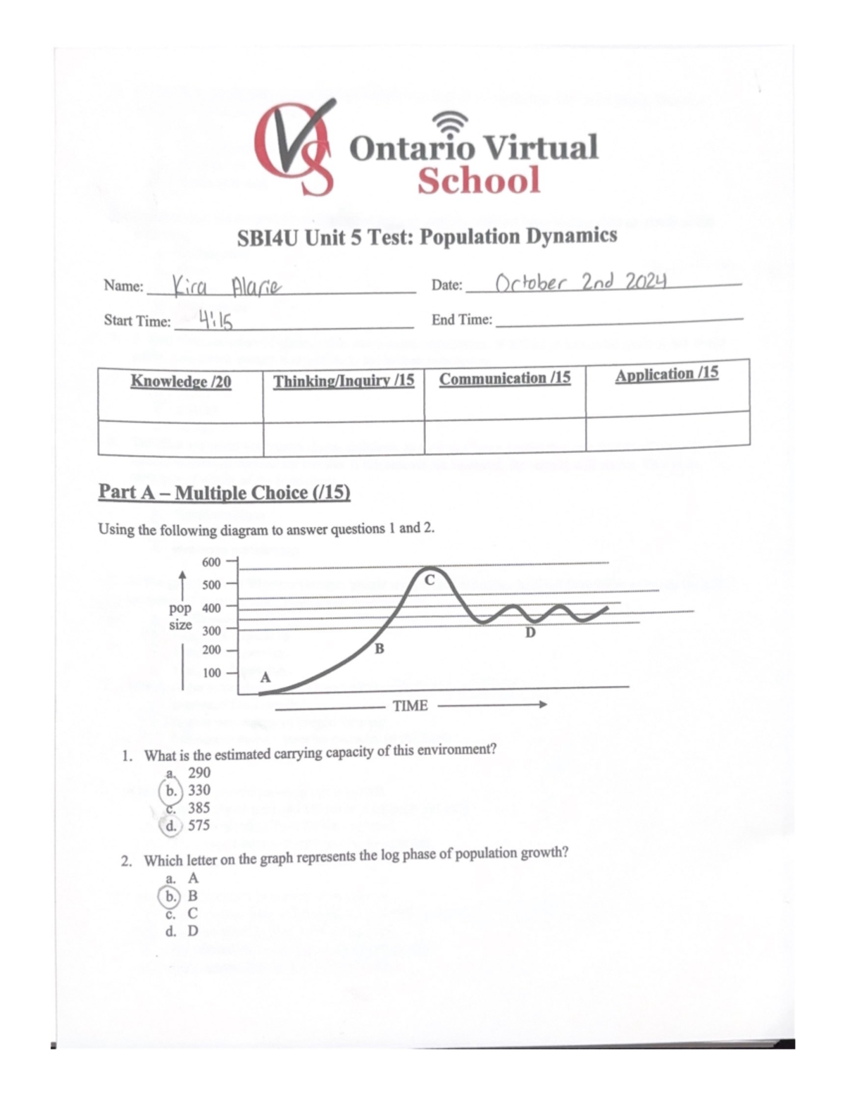 Start Time - science - Ontario Virtual School SBI4U Unit 5 Test ...