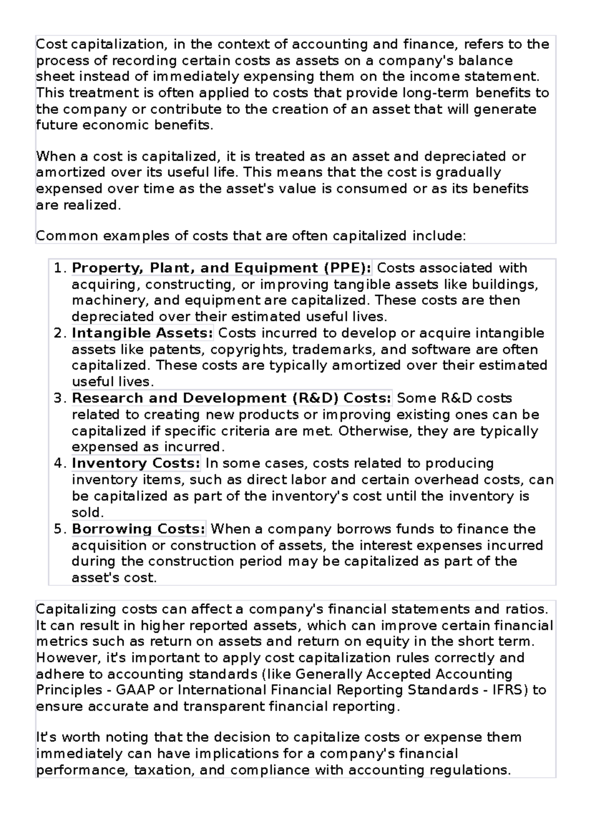 Cost Capitalization - يرؤيريري - محاسبة إدارية - Studocu