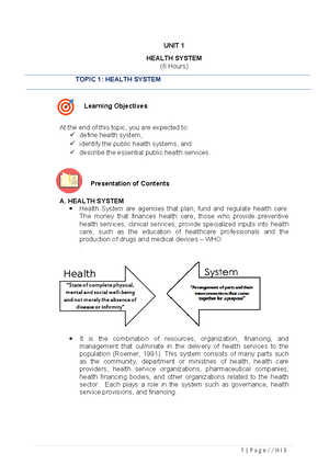 UNIT1 Topic 3 WHO Health System Framework - UNIT 1 HEALTH SYSTEM (6 ...