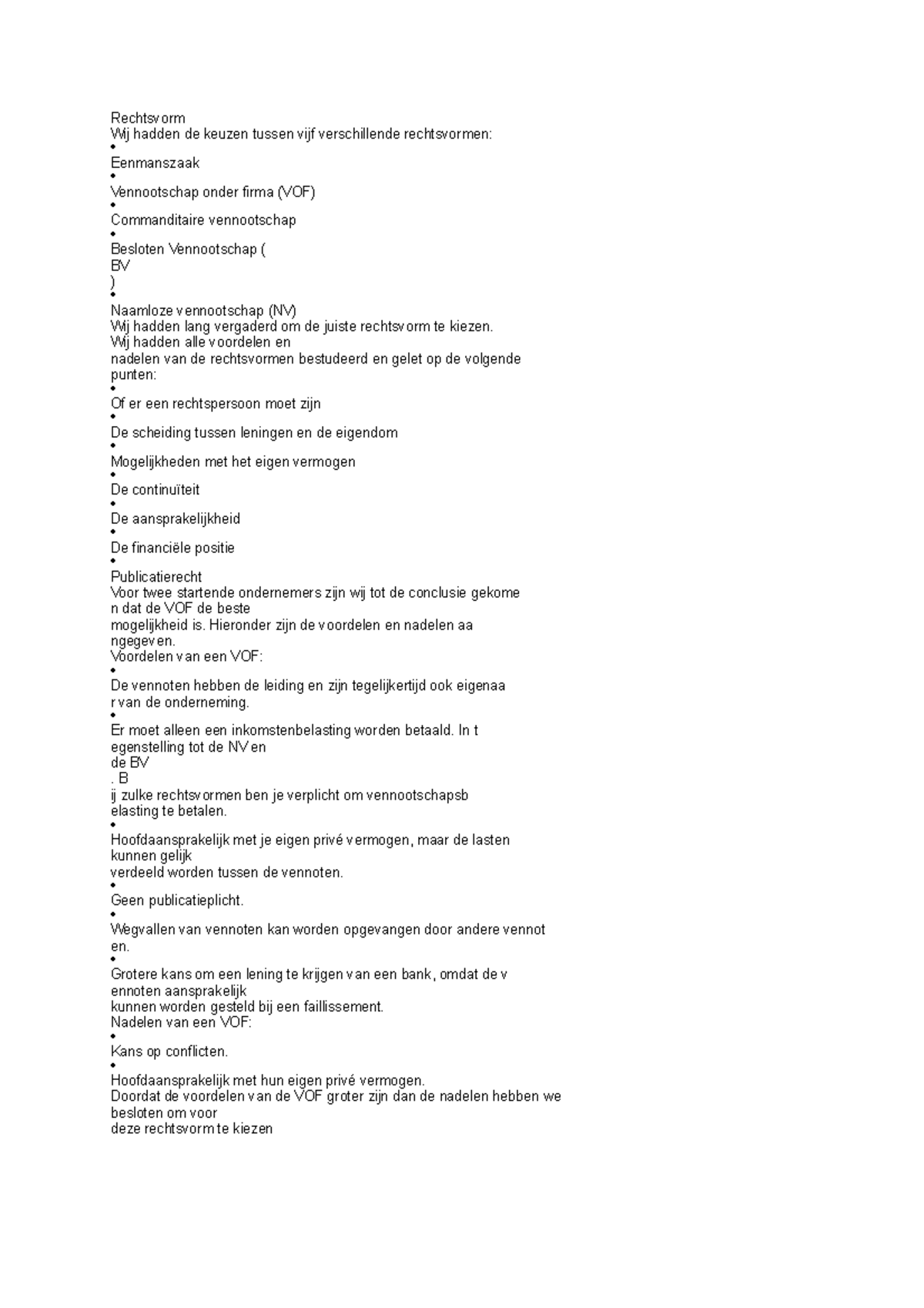 Ddddg - casus 1 - Rechtsvorm Wij hadden de keuzen tussen vijf ...