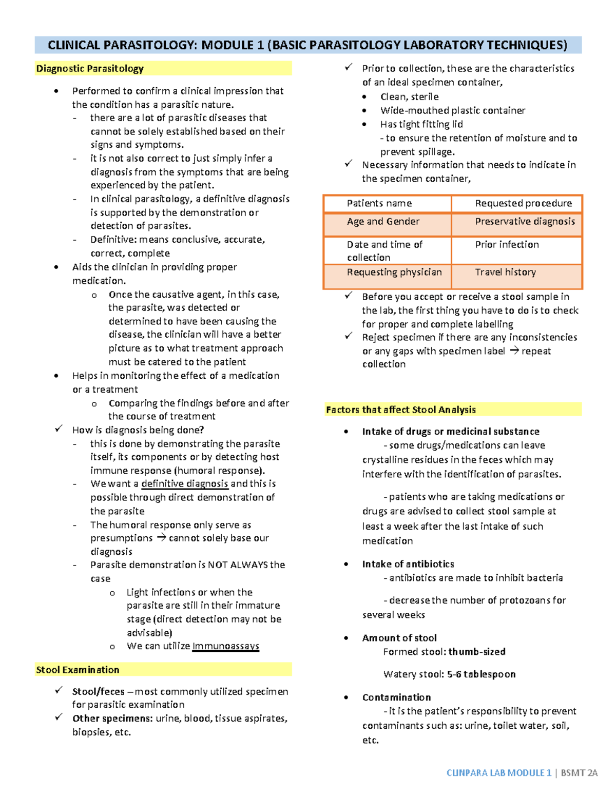 Clin Para Lab-Finals - iz gud - CLINPARA LAB MODULE 1 | BSMT 2A ...