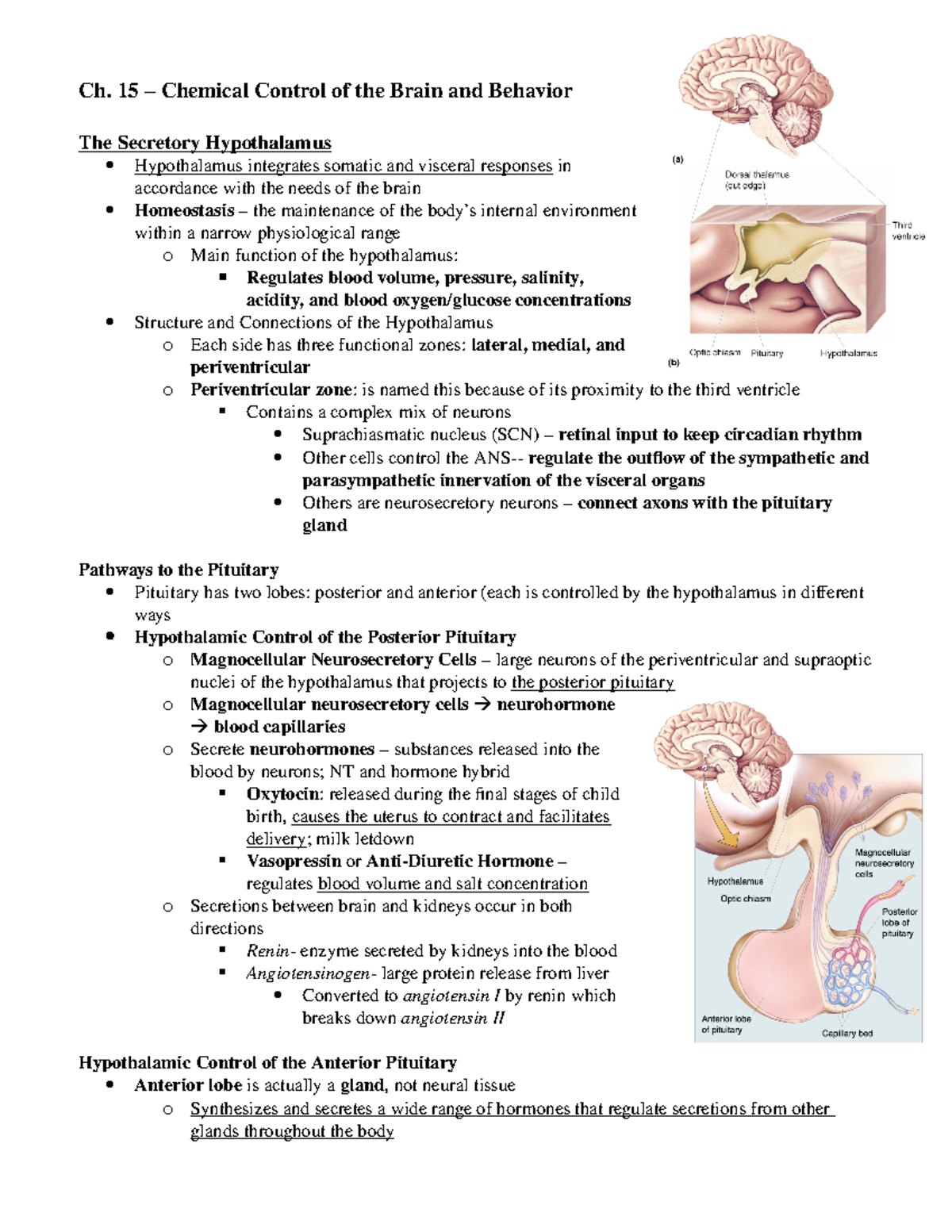 Chapter 15-Chemical Control of the Brain and Behavior - Ch. 15 ...
