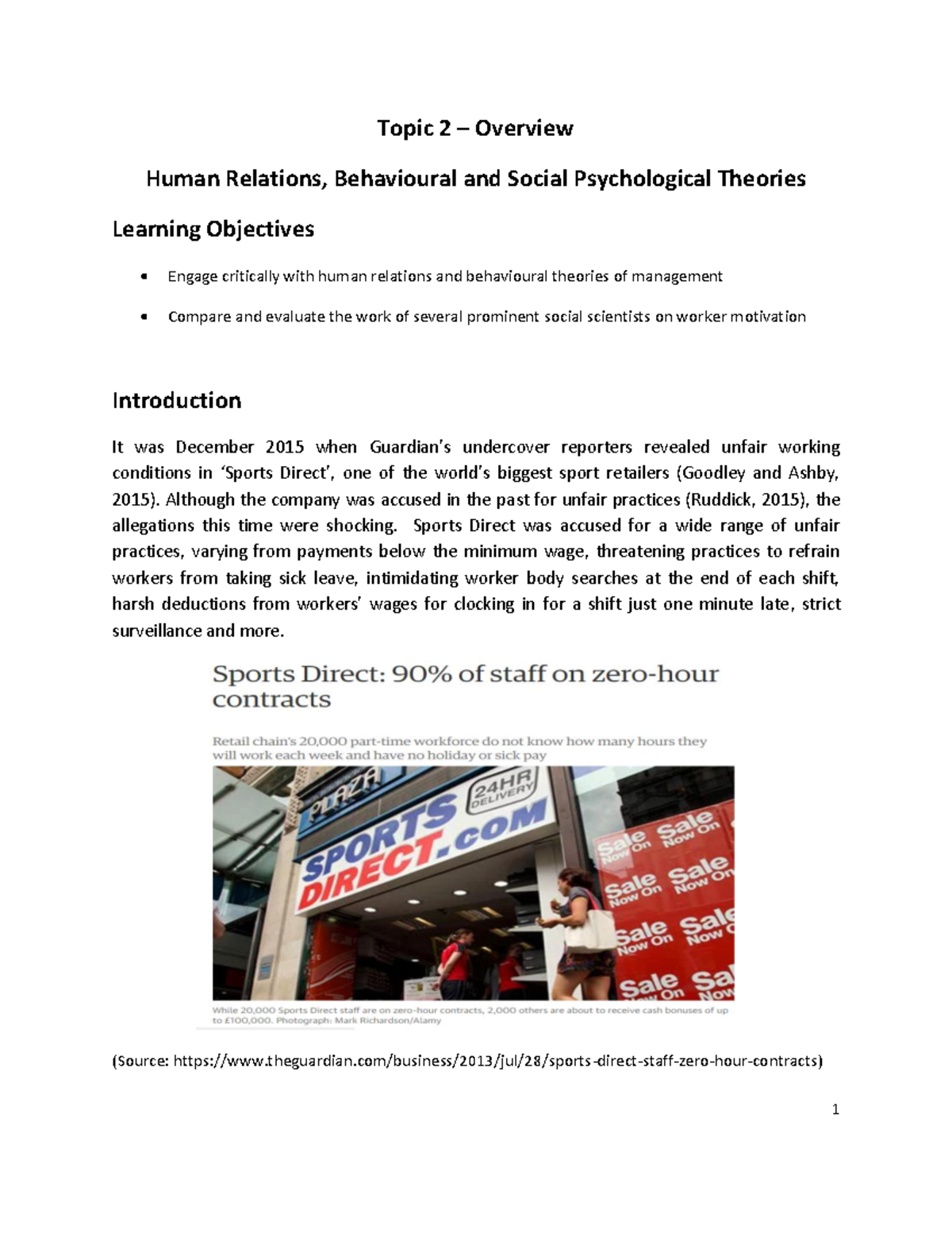 Topic 2 - Overview - Human Relations Behavioural Approaches Final ...