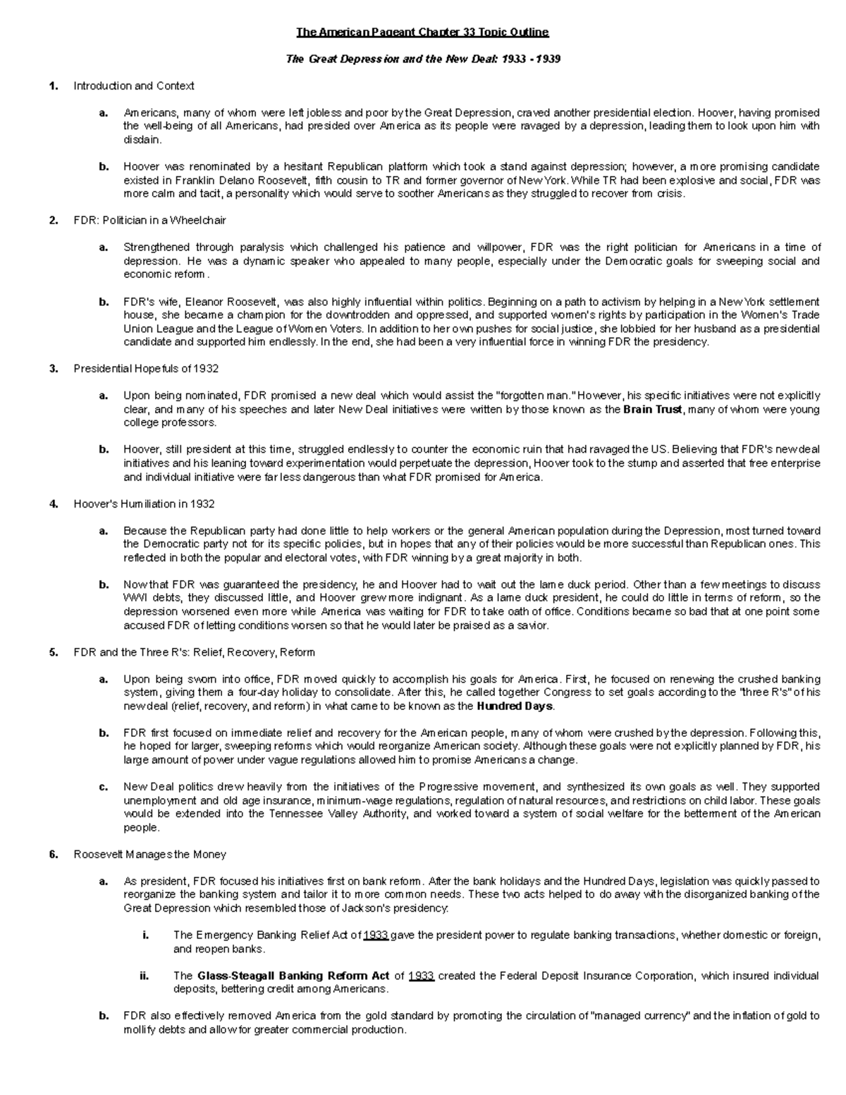 Apush Chapter 33 Topic Outline - The American Pageant Chapter 33 Topic ...