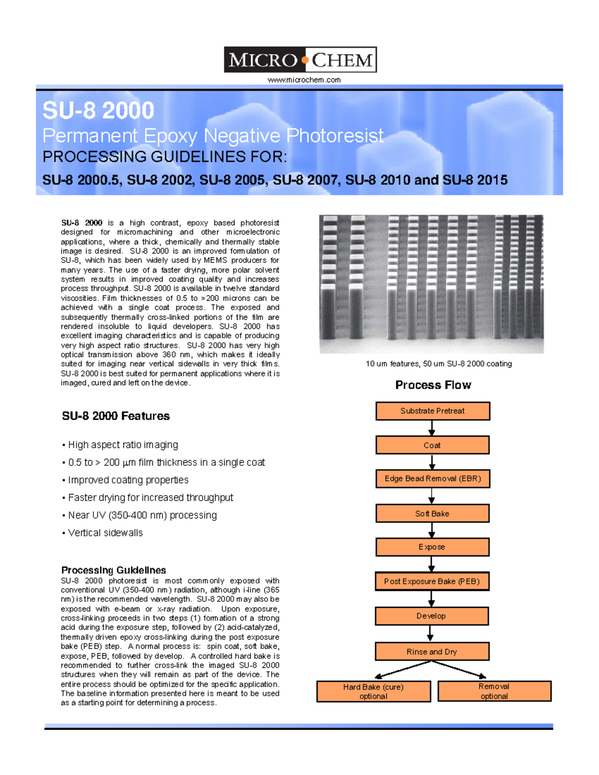 SU8 datasheet - SU8 - SU-8 2000 Permanent Epoxy Negative Photoresist ...