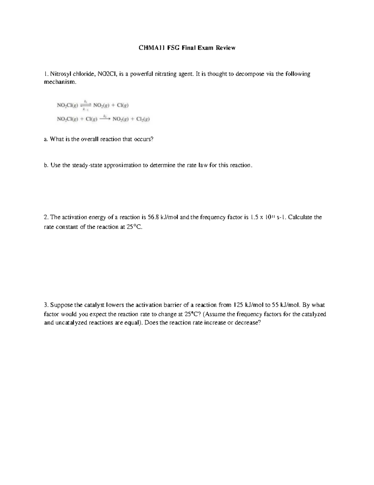 CHMA11 FSG Final Exam Review - CHMA11 FSG Final Exam Review Nitrosyl ...