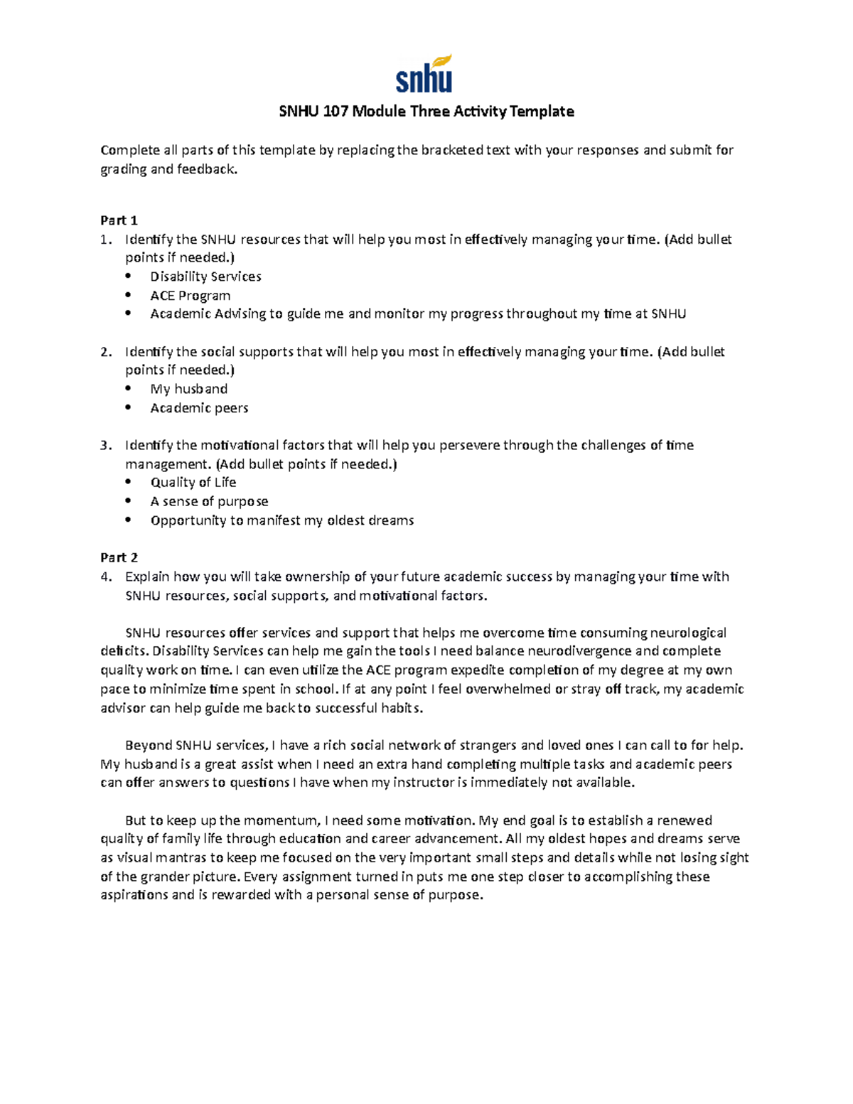 SNHU 107 Module Three Activity Template - SNHU 107 Module Three ...
