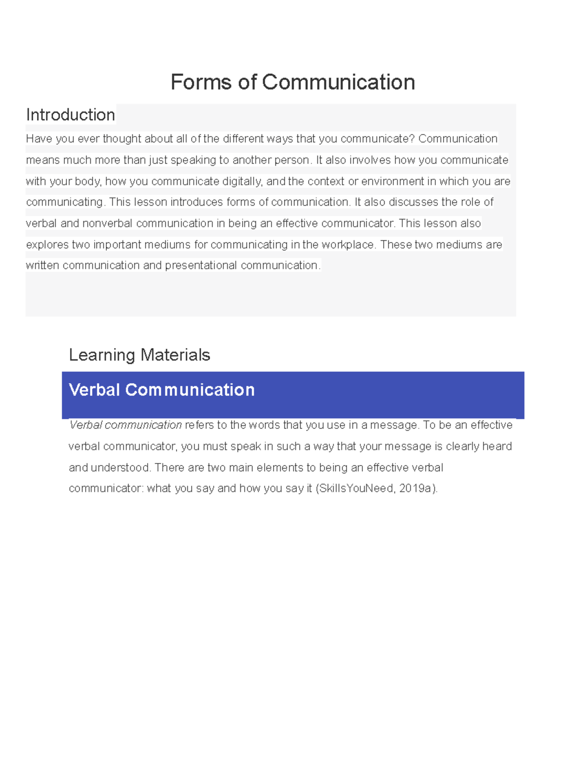Forms of Communication - Forms of Communication Introduction Have you ...