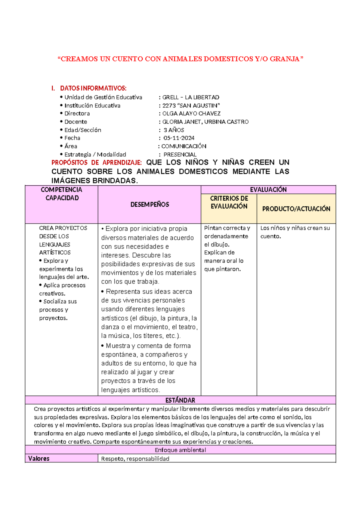 Cuento - por favor da lo mejor de ti - I. DATOS INFORMATIVOS: Unidad de ...
