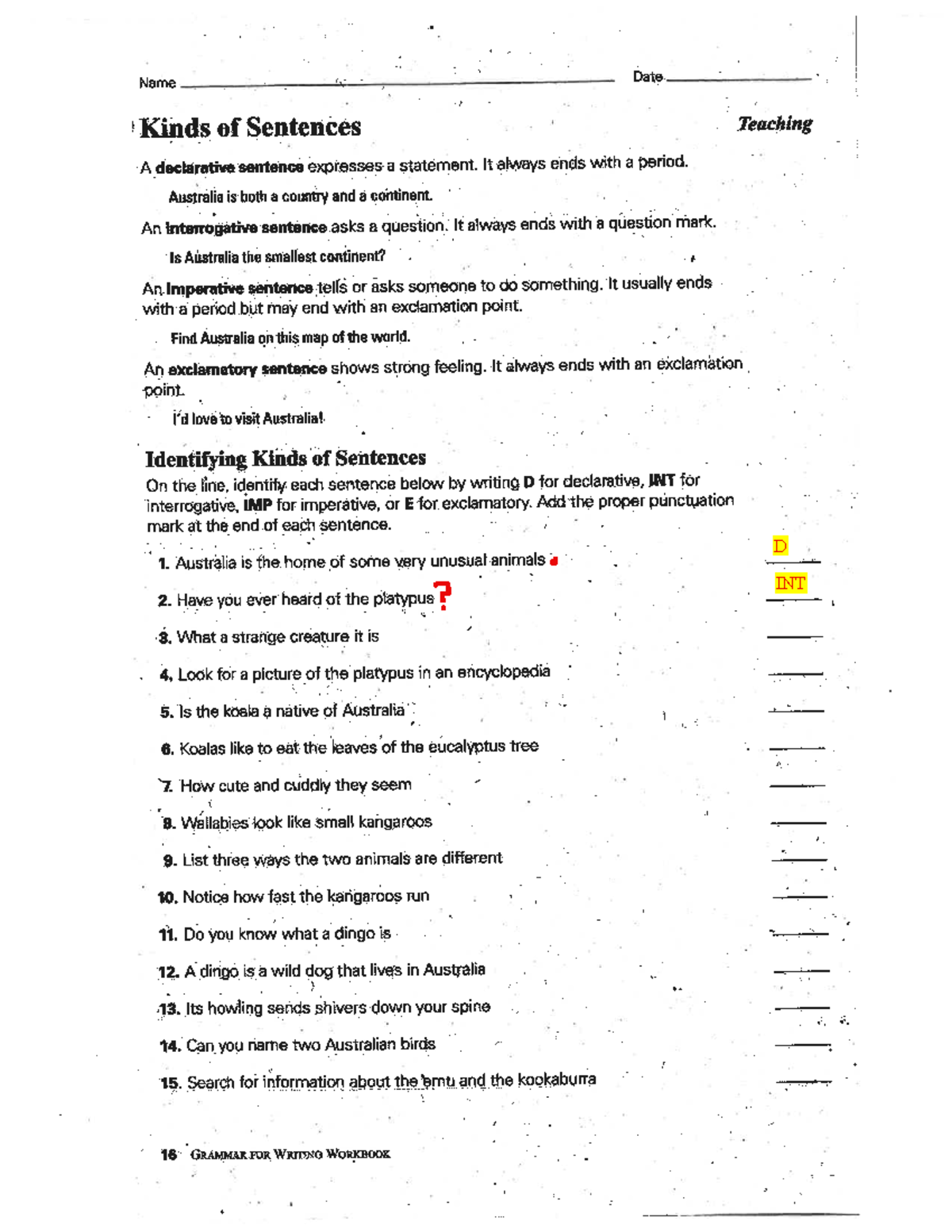 KInds of Sentences Practice 1 - ENGL F318 - Studocu