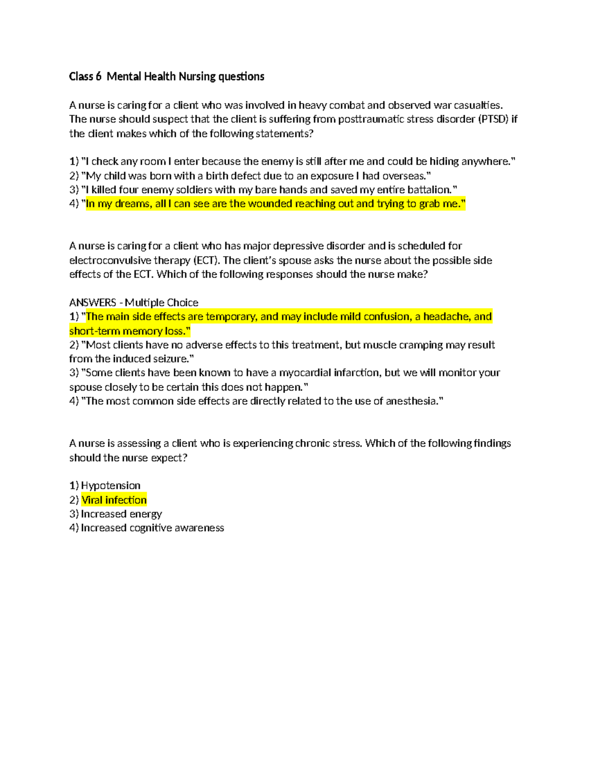 Class 6 - Practice questions and answers - Class 6 Mental Health ...