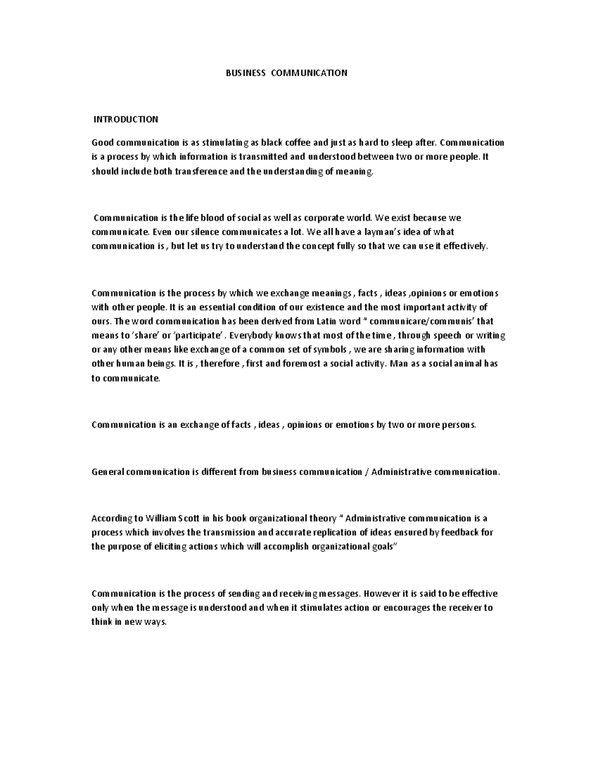 Business communication - BUSINESS COMMUNICATION INTRODUCTION Good ...