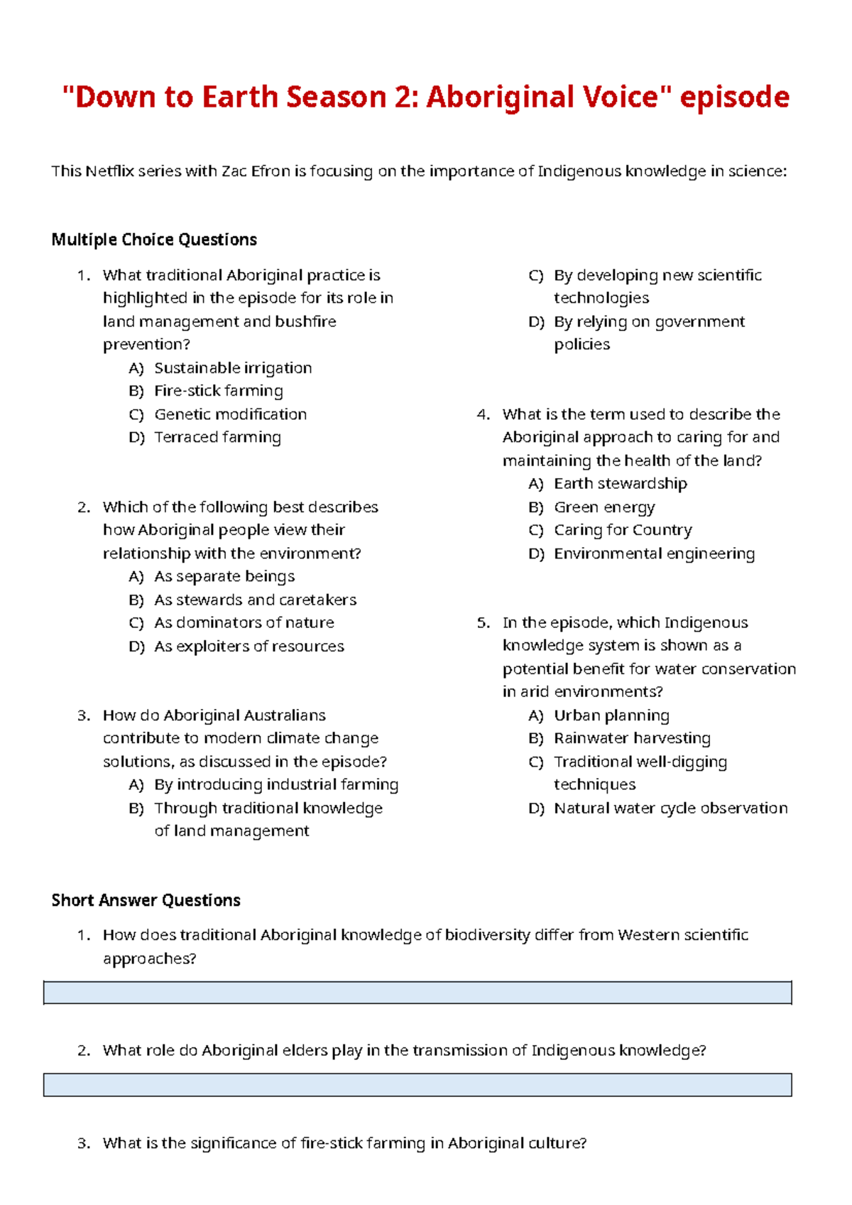 Down to Earth Season 2 - Aborignial voice - "Down to Earth Season 2 ...