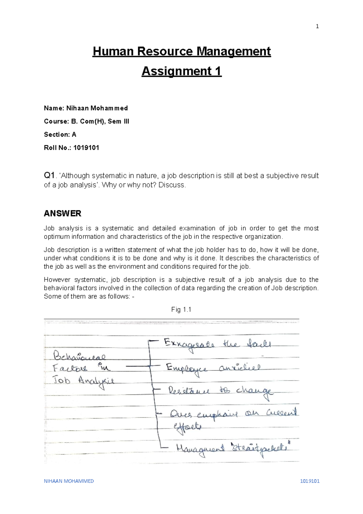 HRM Assignment (Job analysis & Recruitment Question - Human Resource ...