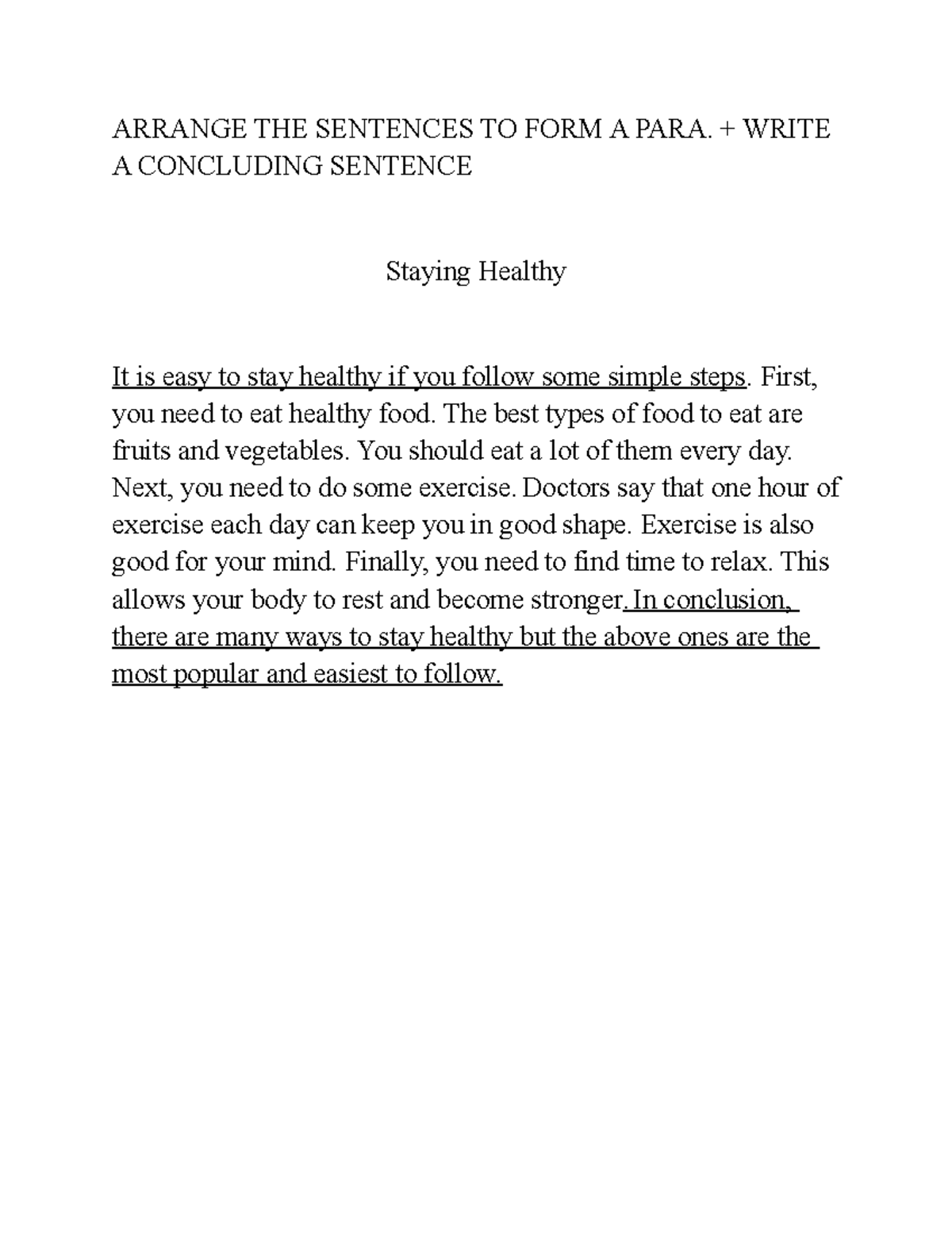 Staying Healthy-Write 1111 - English - HUFLIT - Studocu