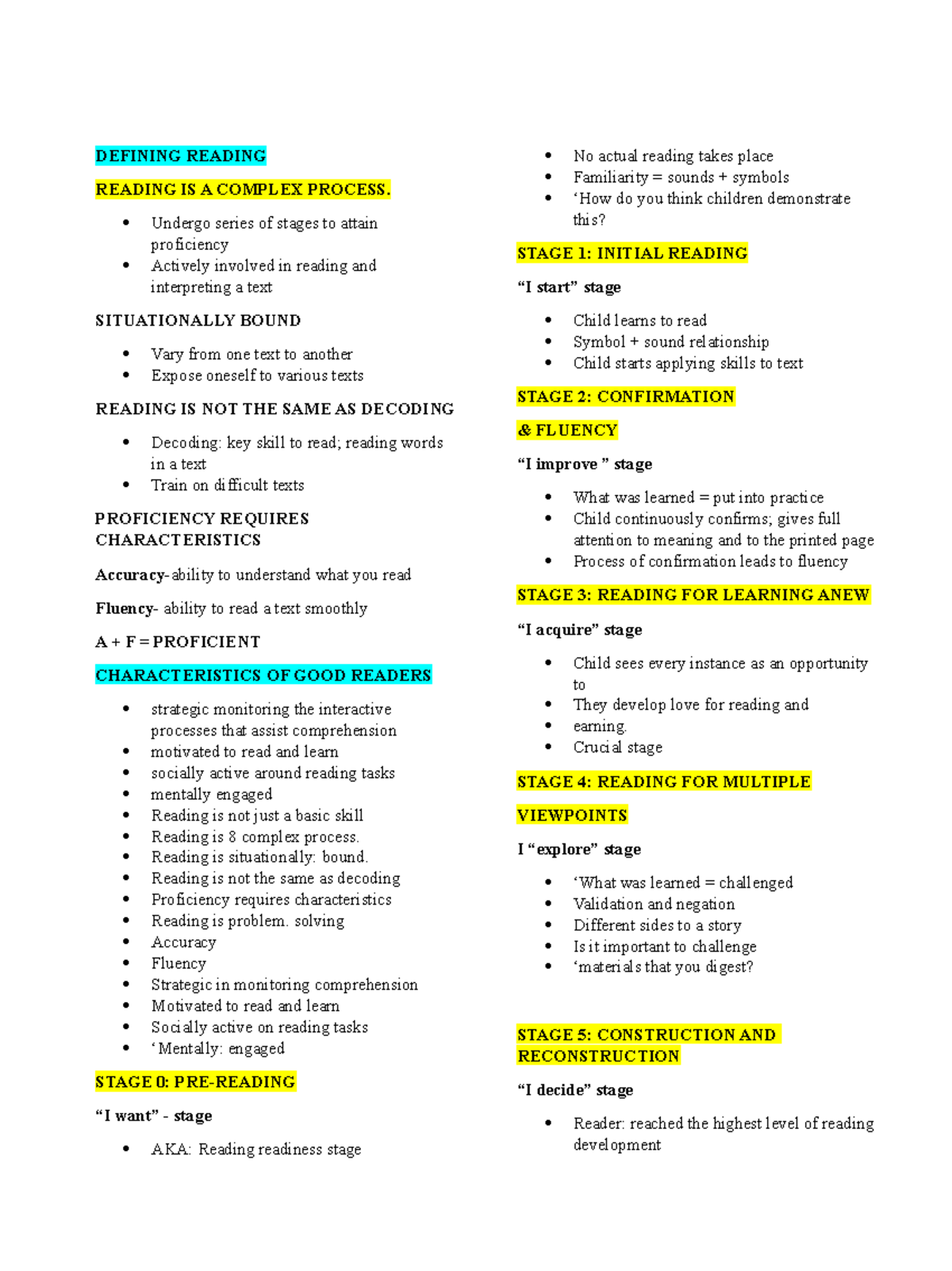 Senior HIGH School - English Reviewer - DEFINING READING READING IS A ...