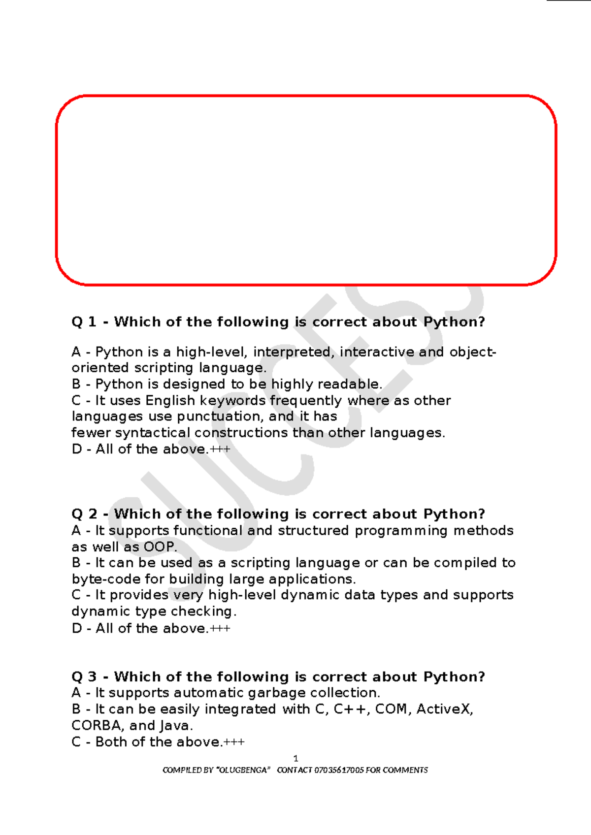 csc201 - Summary Database II - Q 1 - Which of the following is correct ...