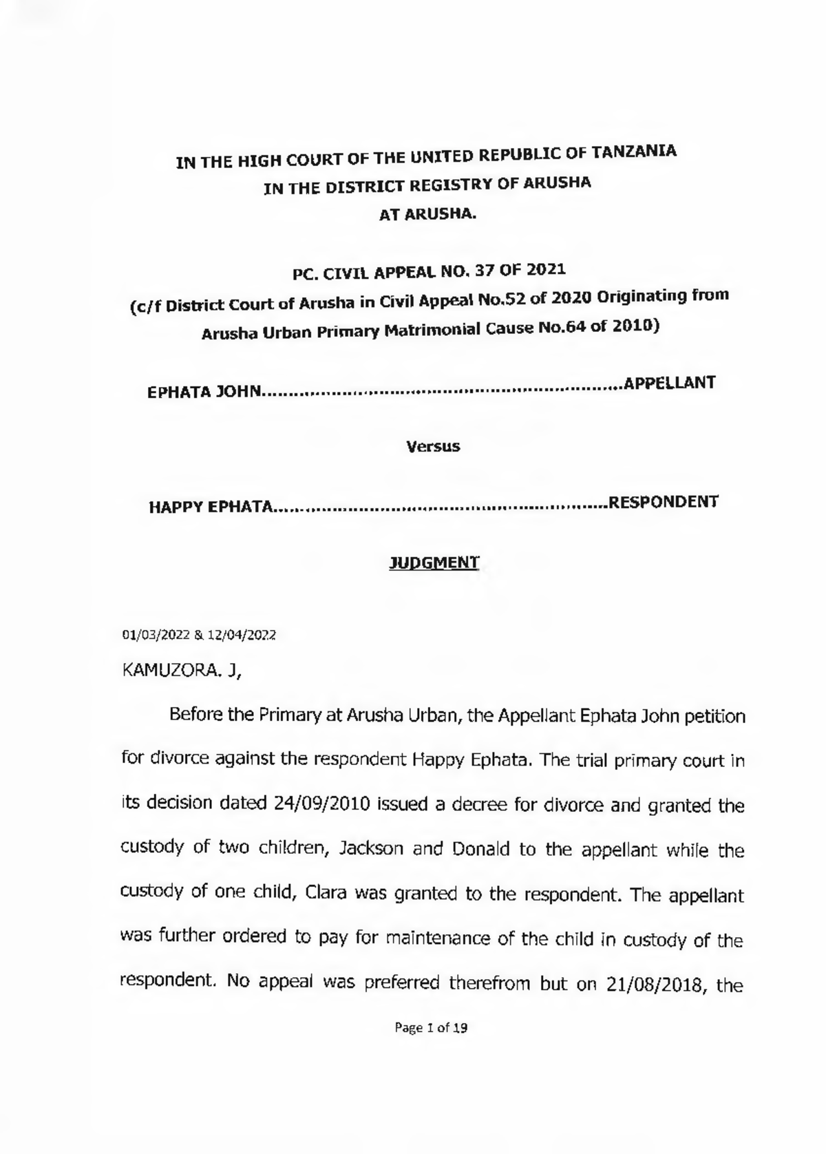 2022 tzhc 2953 2 - MAY HELP IN STUDYING - I N THE HI GH COURT OF THE ...