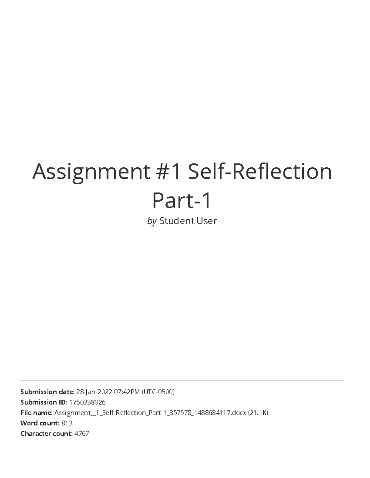 Assignment #1 Self-Reflection Part-1 - Assignment #1 Self-Reüection ...
