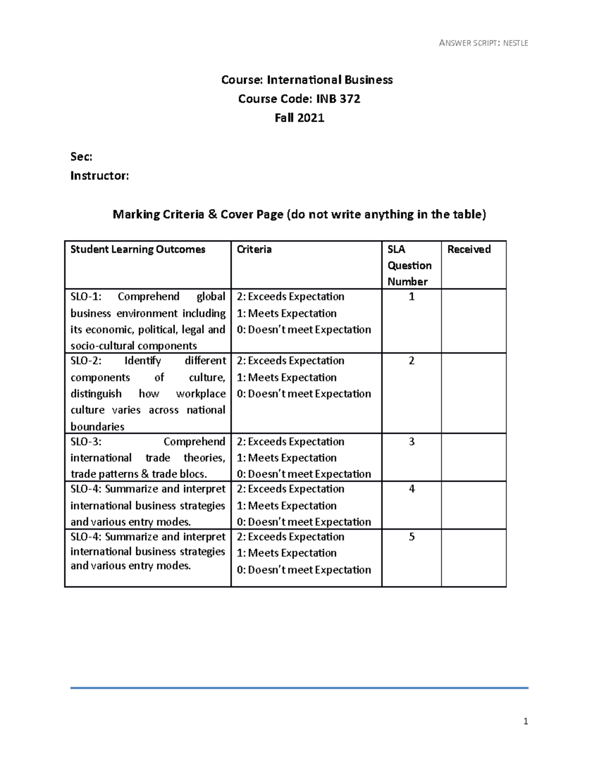 SLA Answer script - For everyone can help from this materials in future ...