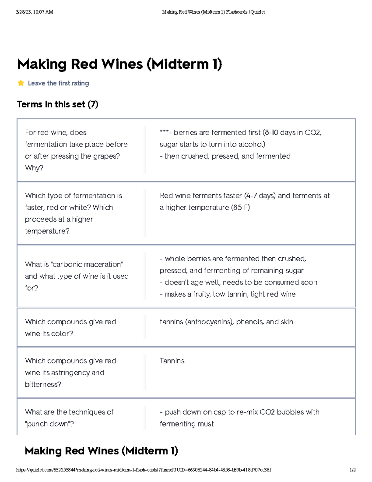 Making Red Wines (Midterm 1) Flashcards Quizlet - Studocu
