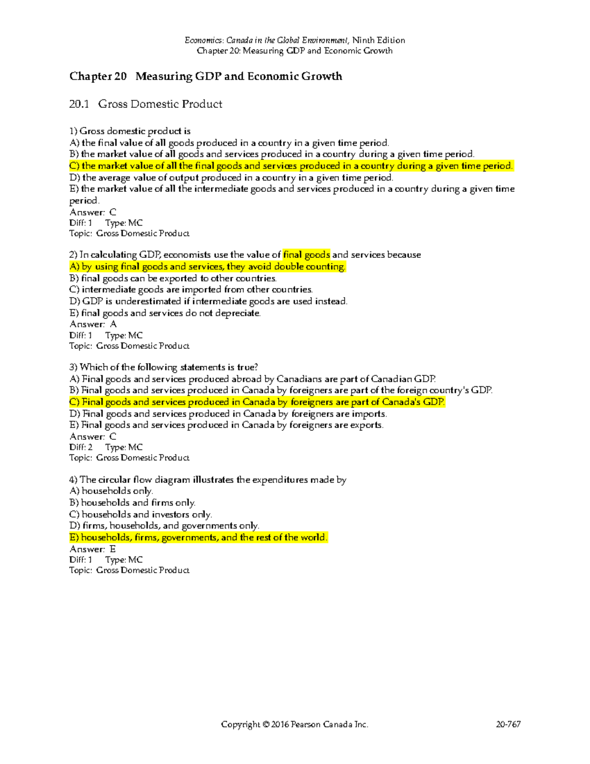 Parkin 9e TIF ch20 - test bank - Chapter 20: Measuring GDP and Economic ...