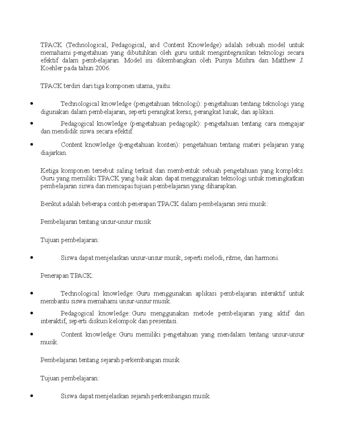 Tpack Dalam Pembelajaran - TPACK (Technological, Pedagogical, and ...